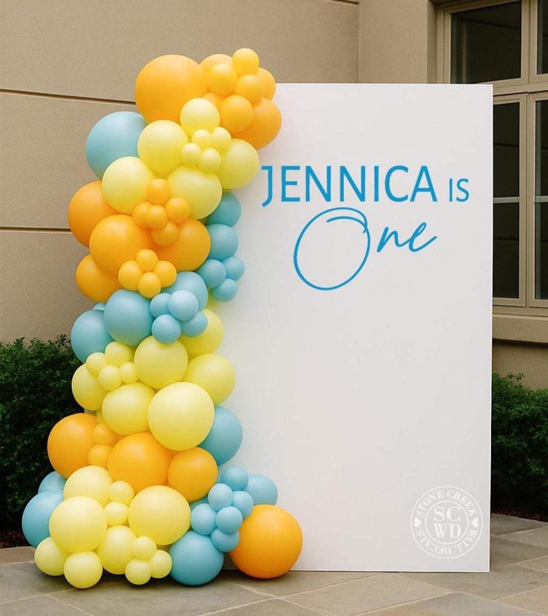 Personalized Birthday Backdrop Decal | Custom Name and Age Vinyl Party ...