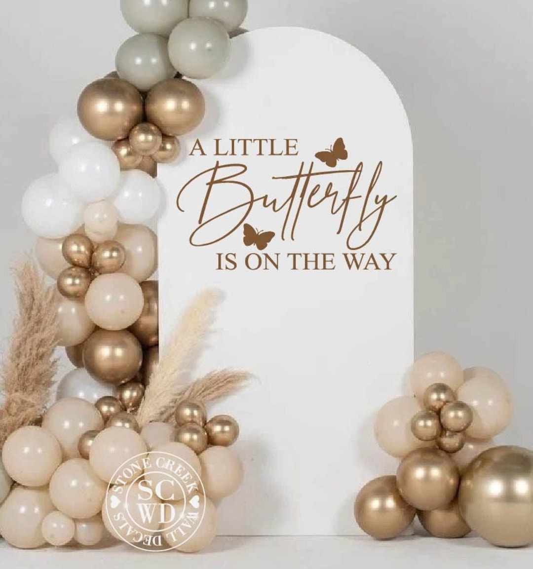 A Little Butterfly is on the Way Vinyl Decal | Gender Reveal Butterfly ...