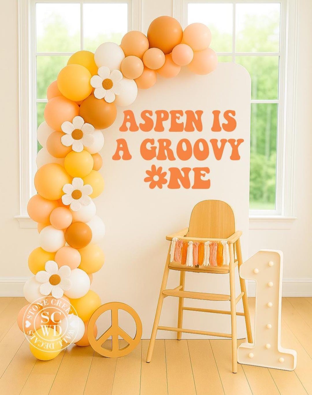 Groovy One Vinyl | Retro or Boho Theme Backdrop Display for Kids First ...