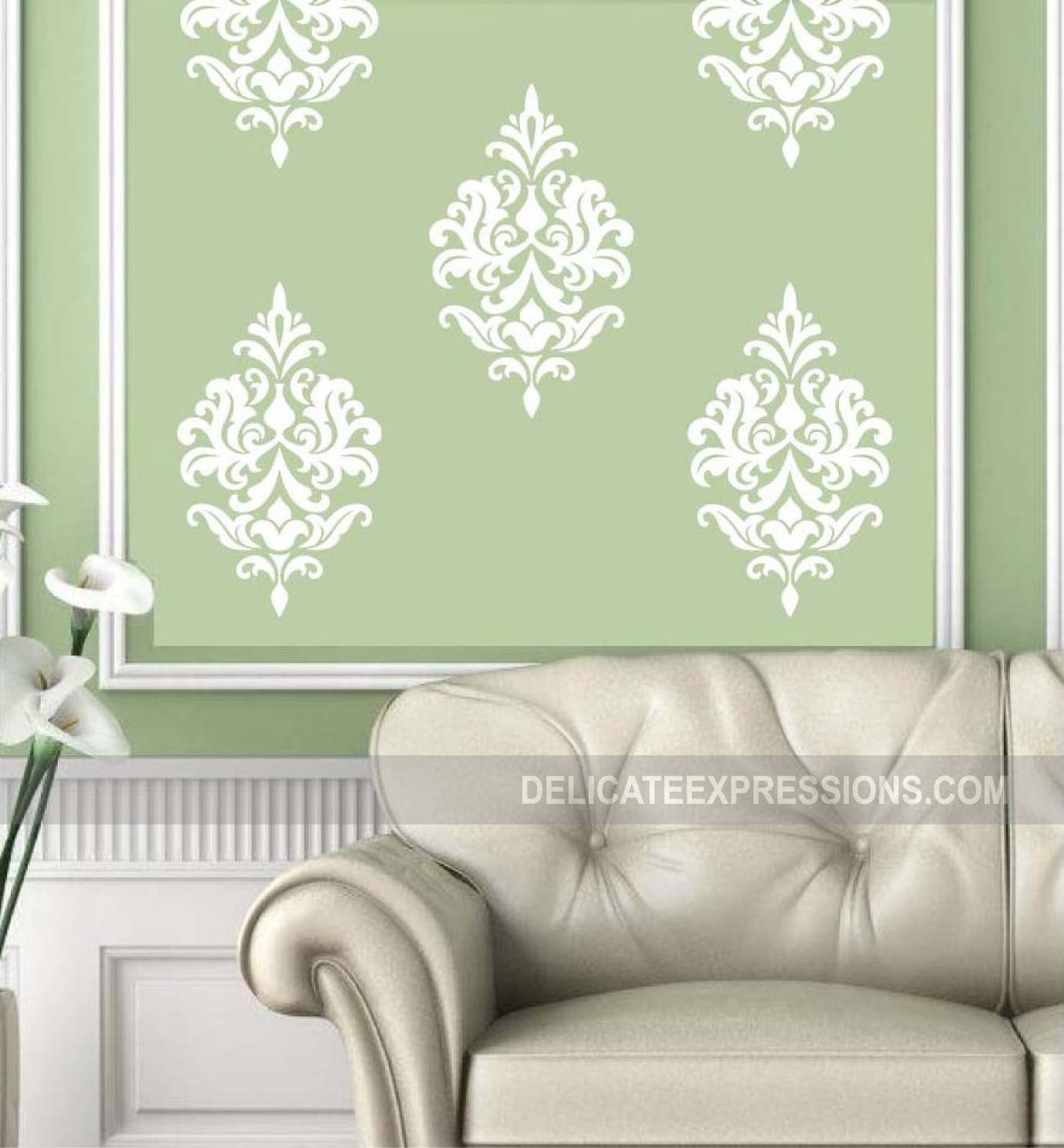 Damask Decals Vinyl Wall Paper Damask Wall Decal Vinyl Vinyl | Etsy