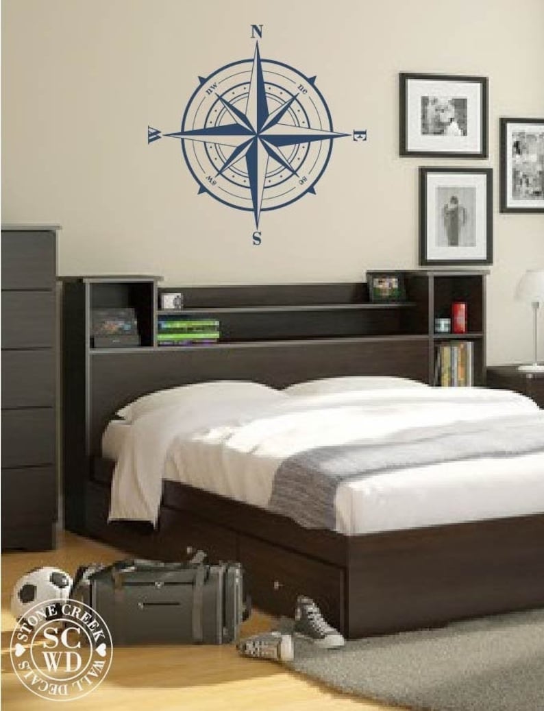 Compass Wall Decal Vinyl Nautical Compass Decal Beach Wall | Etsy