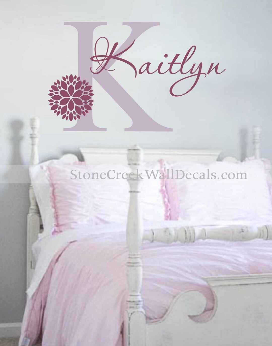 Girls Name Decal Flower Wall Decal Girls Bedroom Decal Vinyl Wall Decal ...