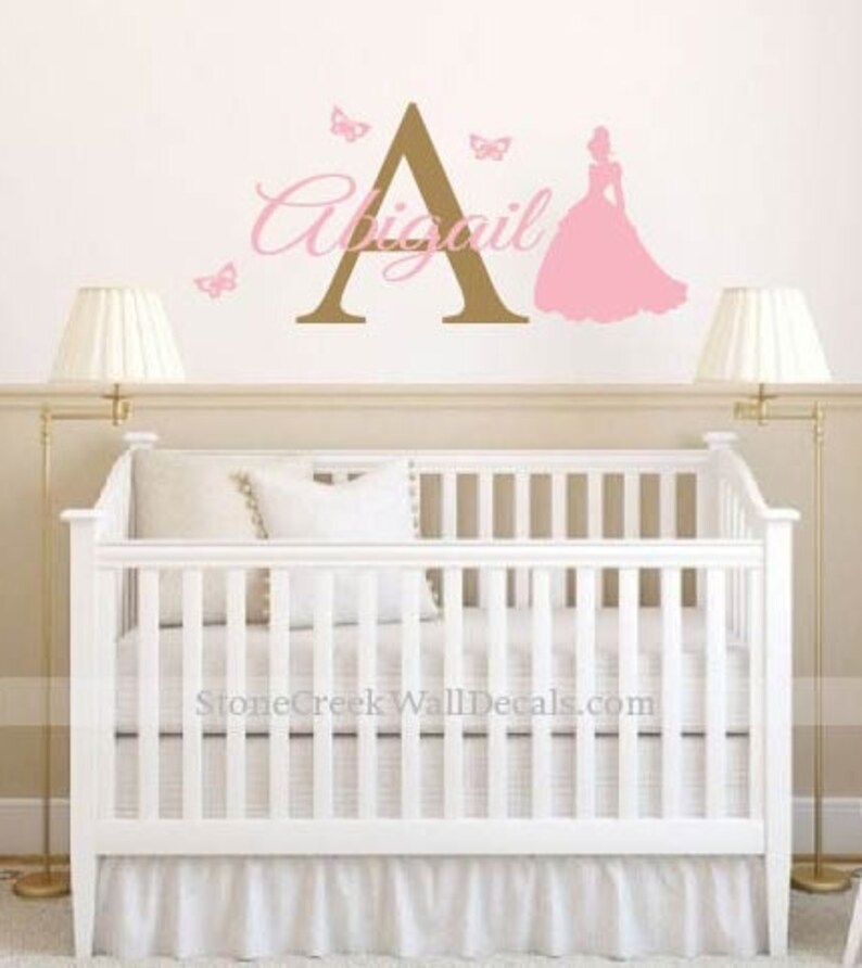 Personalized Princess Decal With Initial and Butterflies - Etsy