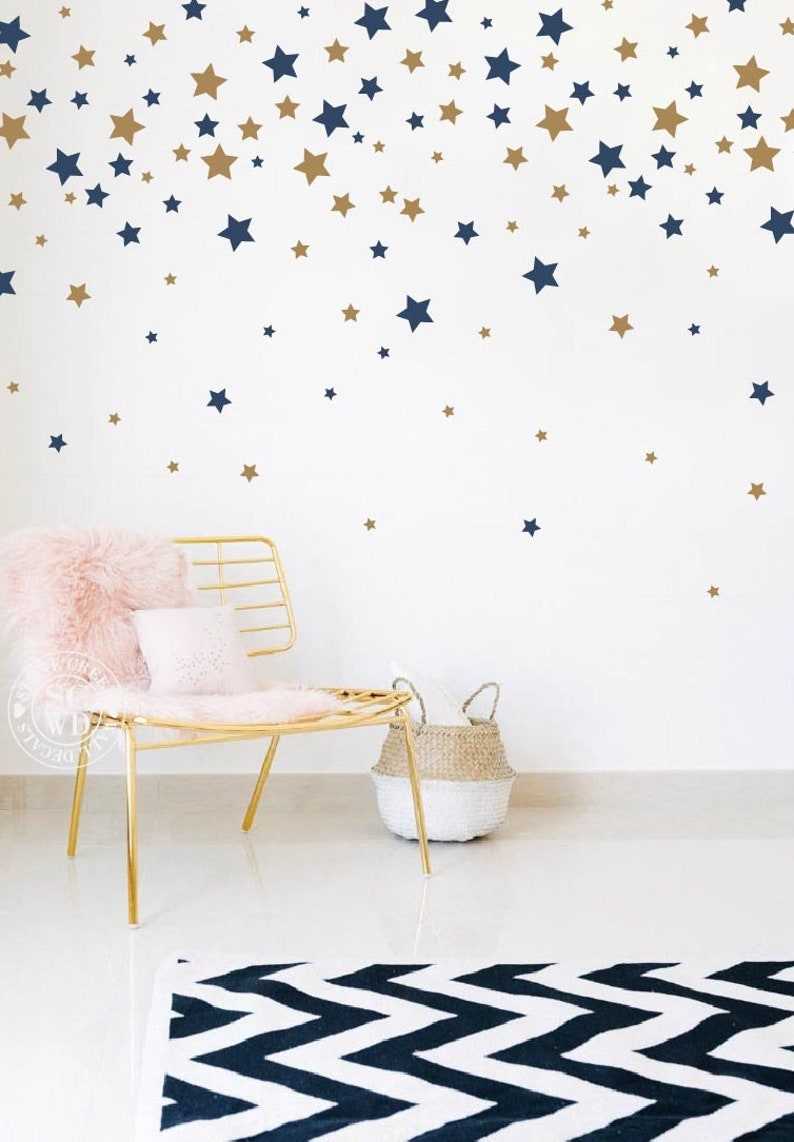 220 Star Wall Decals, Vinyl Wall Decals, 2 Color Star Wall Stickers ...