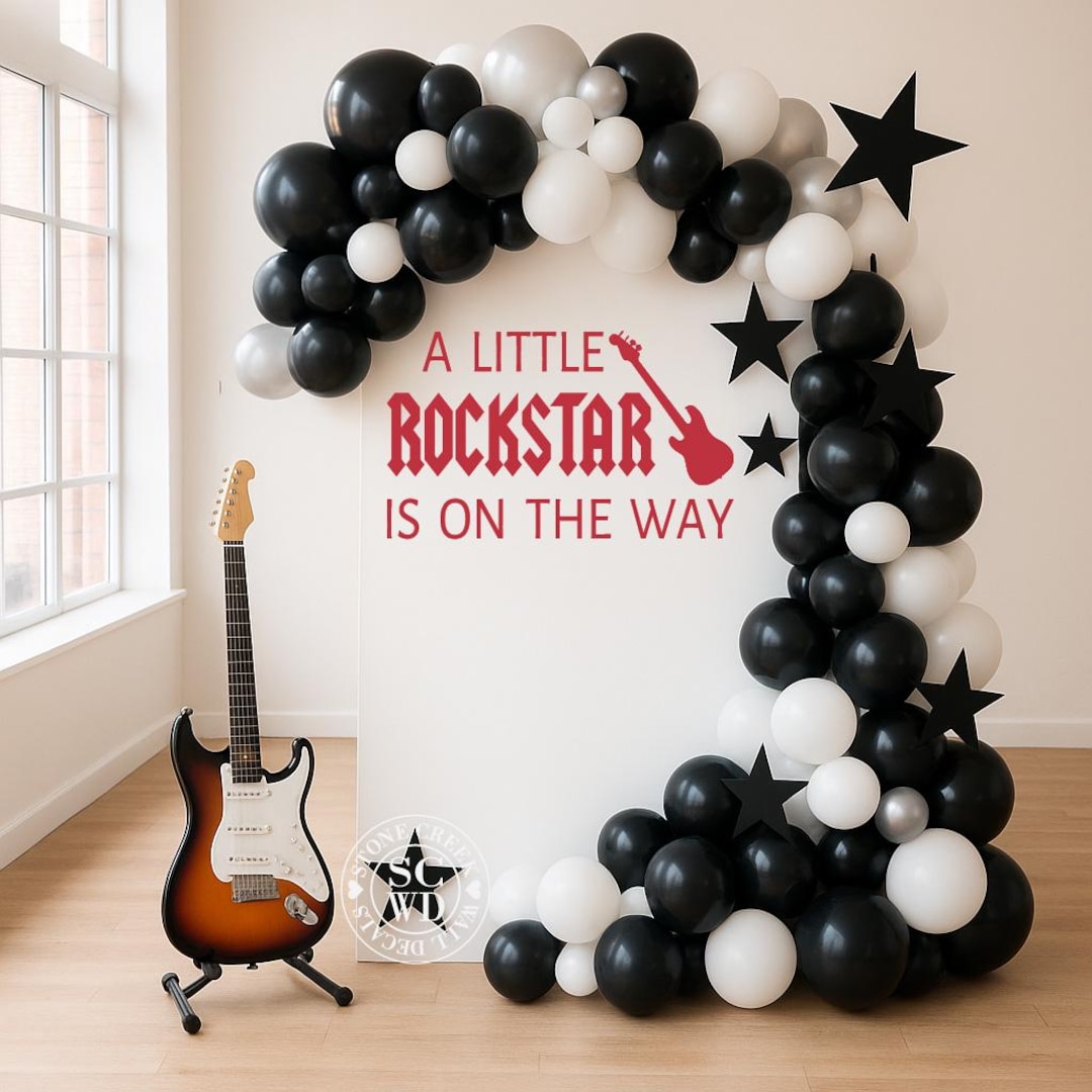 A Little Rockstar is on the Way Vinyl | Music Theme Backdrop Display ...