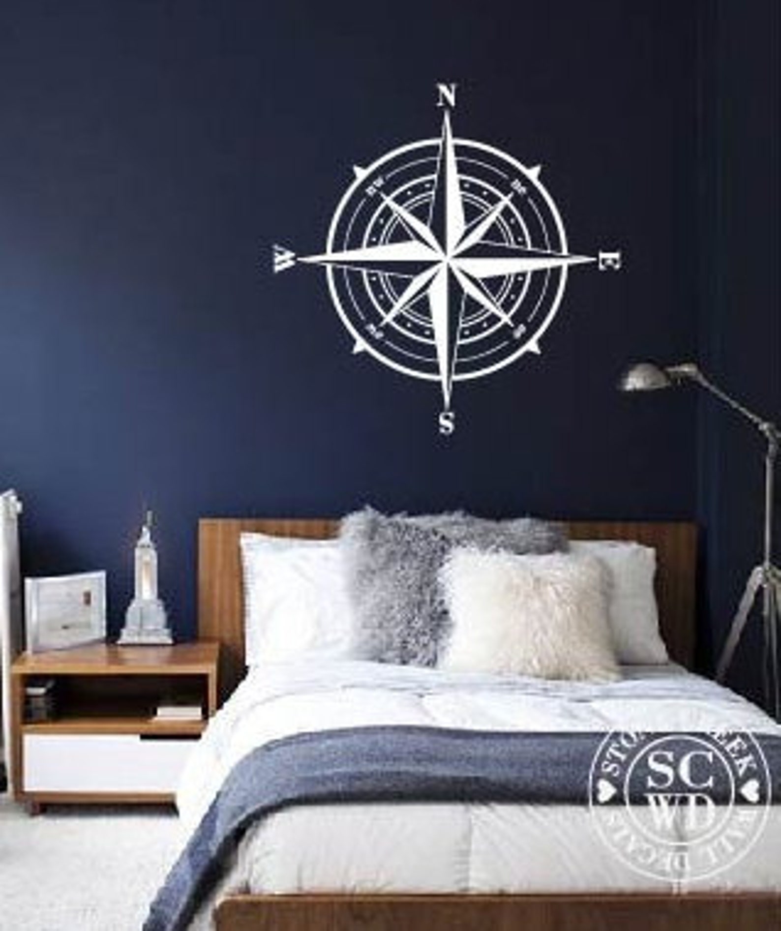 Compass Wall Decal Vinyl Nautical Compass Decal Beach Wall | Etsy