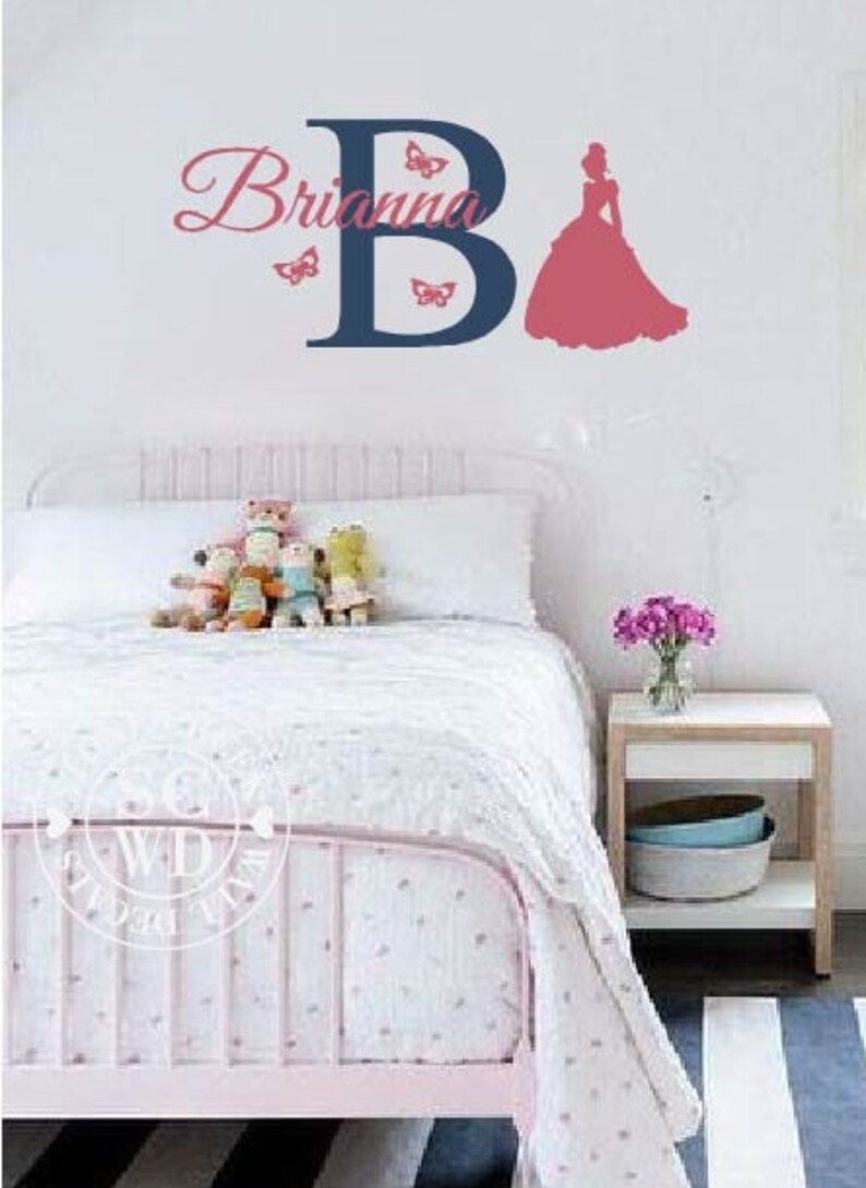 Personalized Princess Decal With Initial and Butterflies - Etsy