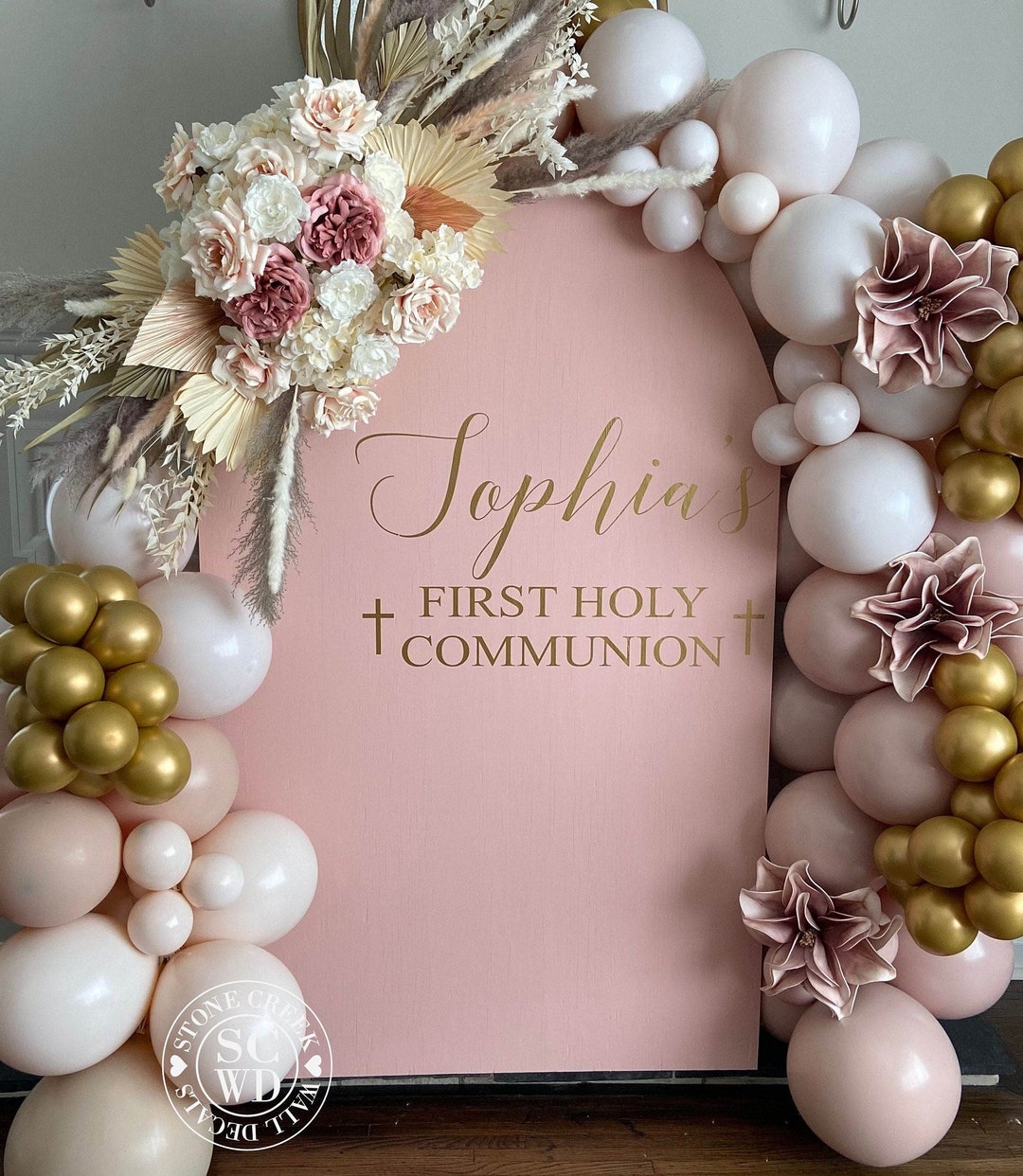 First Holy Communion Wall Decal for Balloon Arch | Personalized First ...
