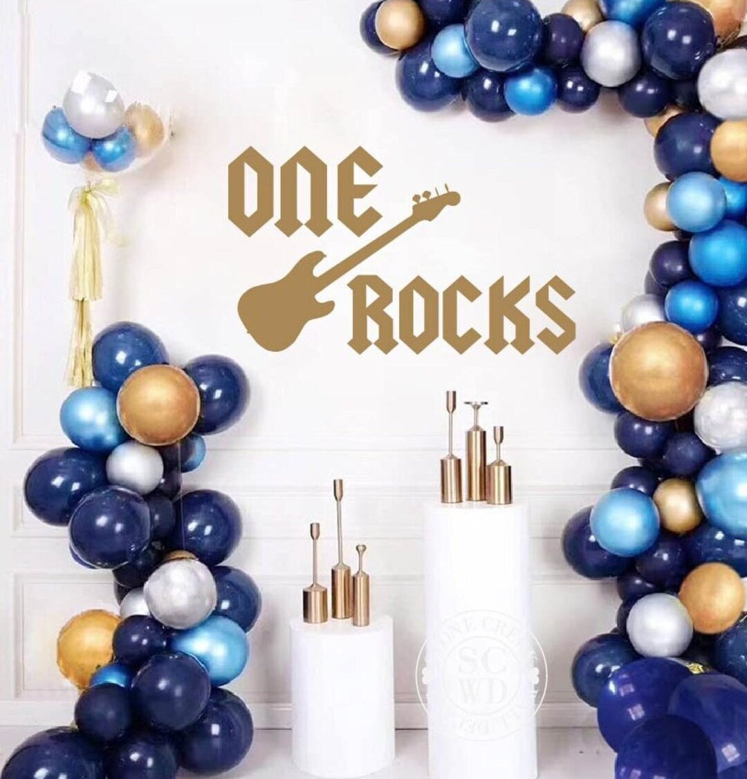 One Rocks Birthday With Guitar | 1st Birthday Decal for Balloon Arch ...