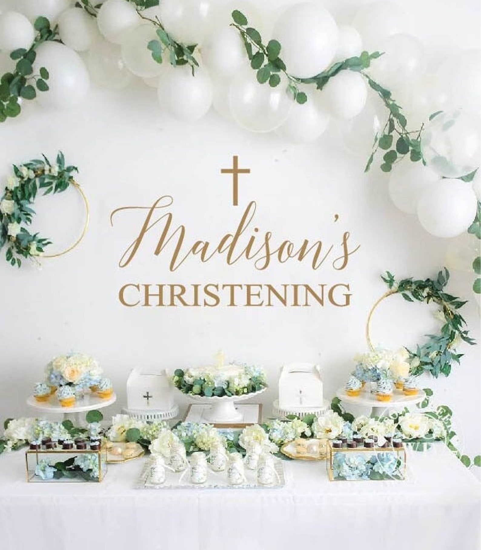 Christening Vinyl Decal | Personalized (name)’s Christening Backdrop ...