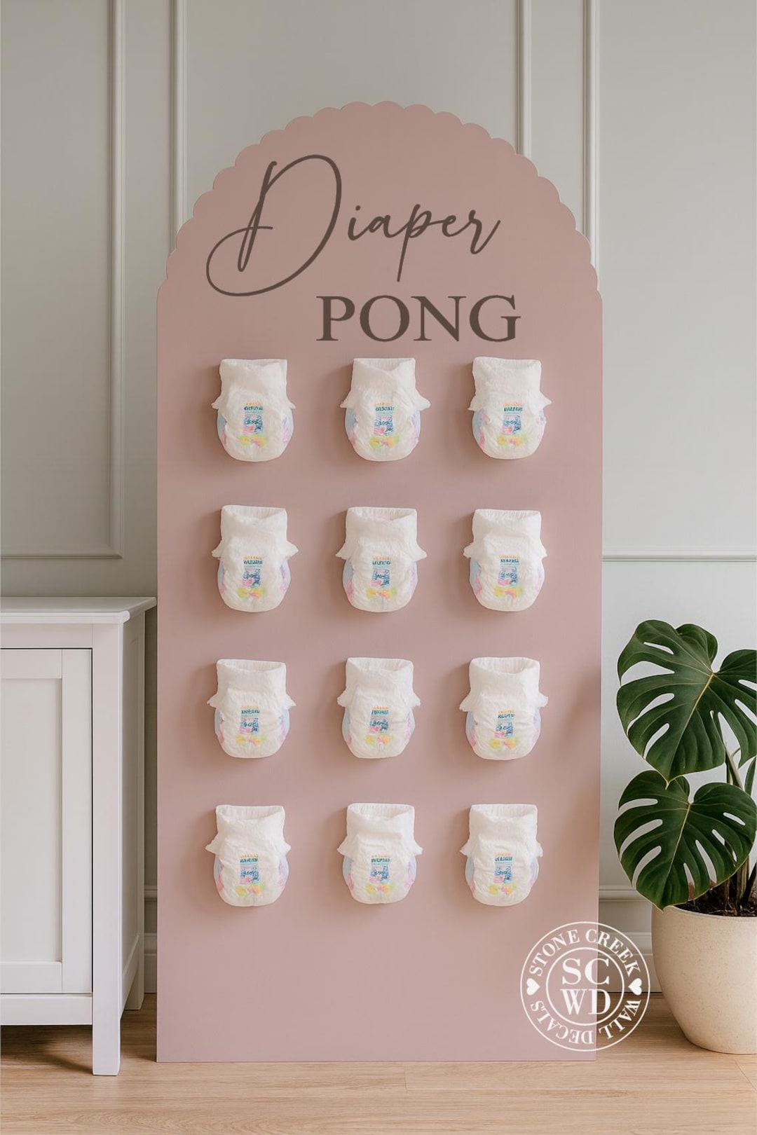Diaper Pong Vinyl | Baby Shower Game Backdrop Display for Diaper Party ...
