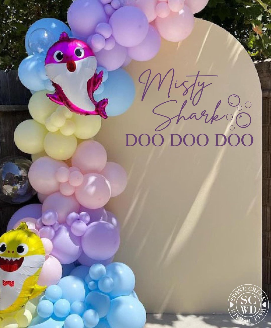 Baby Shark Doo Doo Doo Birthday Decal for Balloon Arch | Personalized ...
