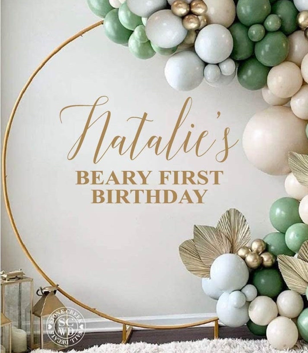 Personalized Beary 1st Birthday Decal for Balloon Arch Personalized ...
