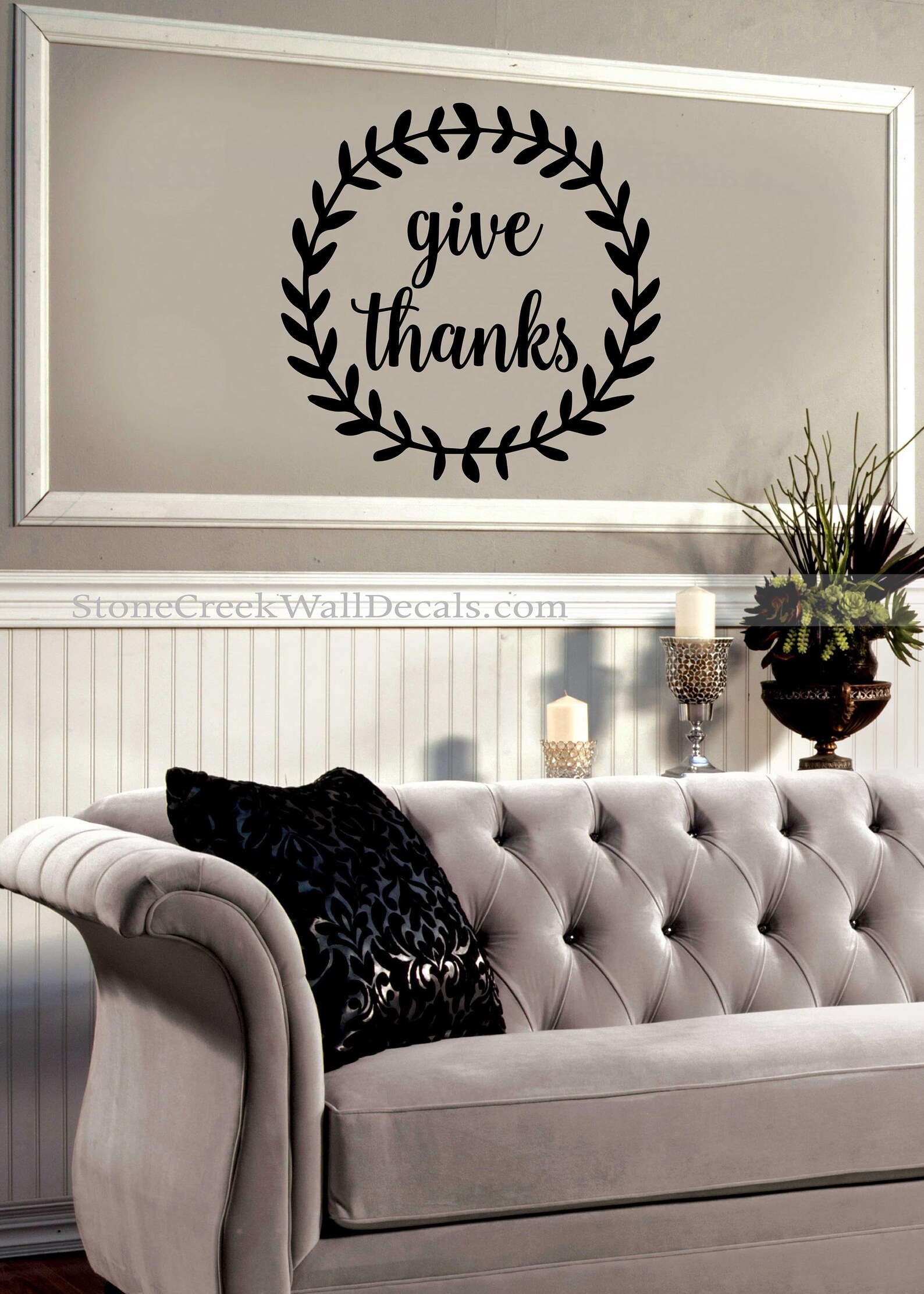 Give Thanks Wall Decal Vinyl Decor Rustic Wall Decal Cottage Decor ...