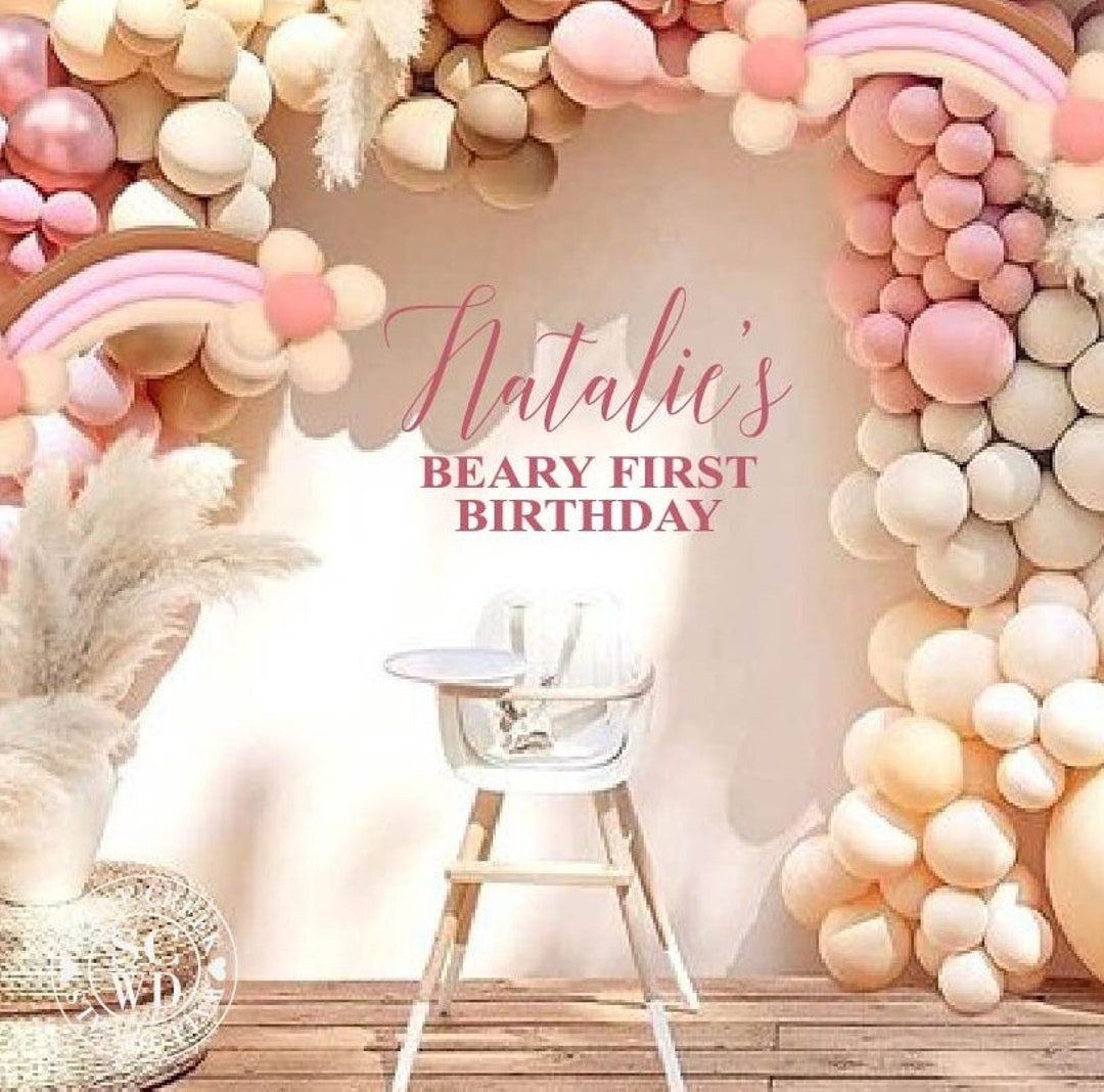 Personalized Beary 1st Birthday Decal for Balloon Arch | Personalized ...