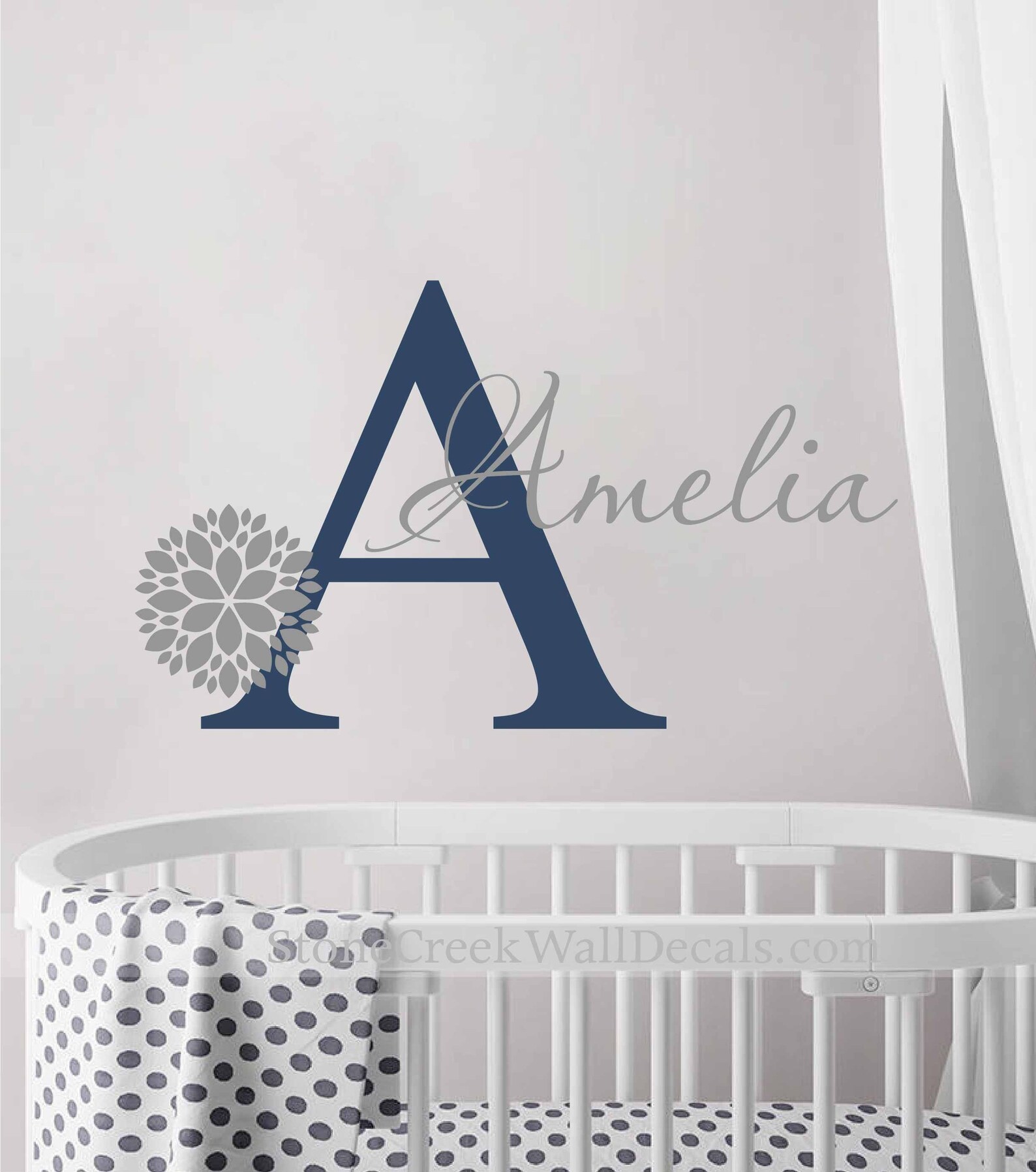 Girls Name Decal Flower Wall Decal Girls Bedroom Decal Vinyl | Etsy