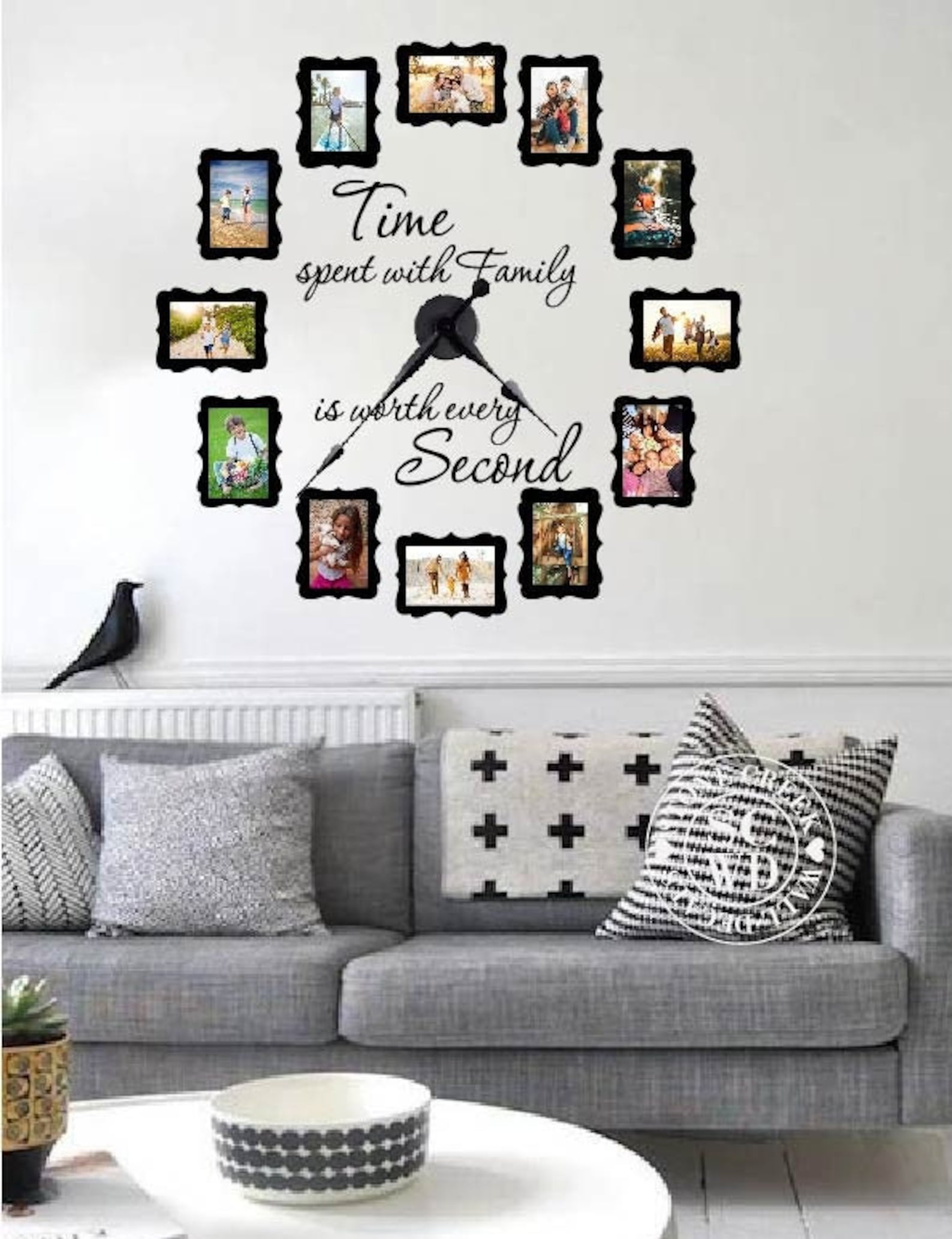 Time Spent With Family Clock Decal Large FAMILY PHOTO Wall Clock Decal ...
