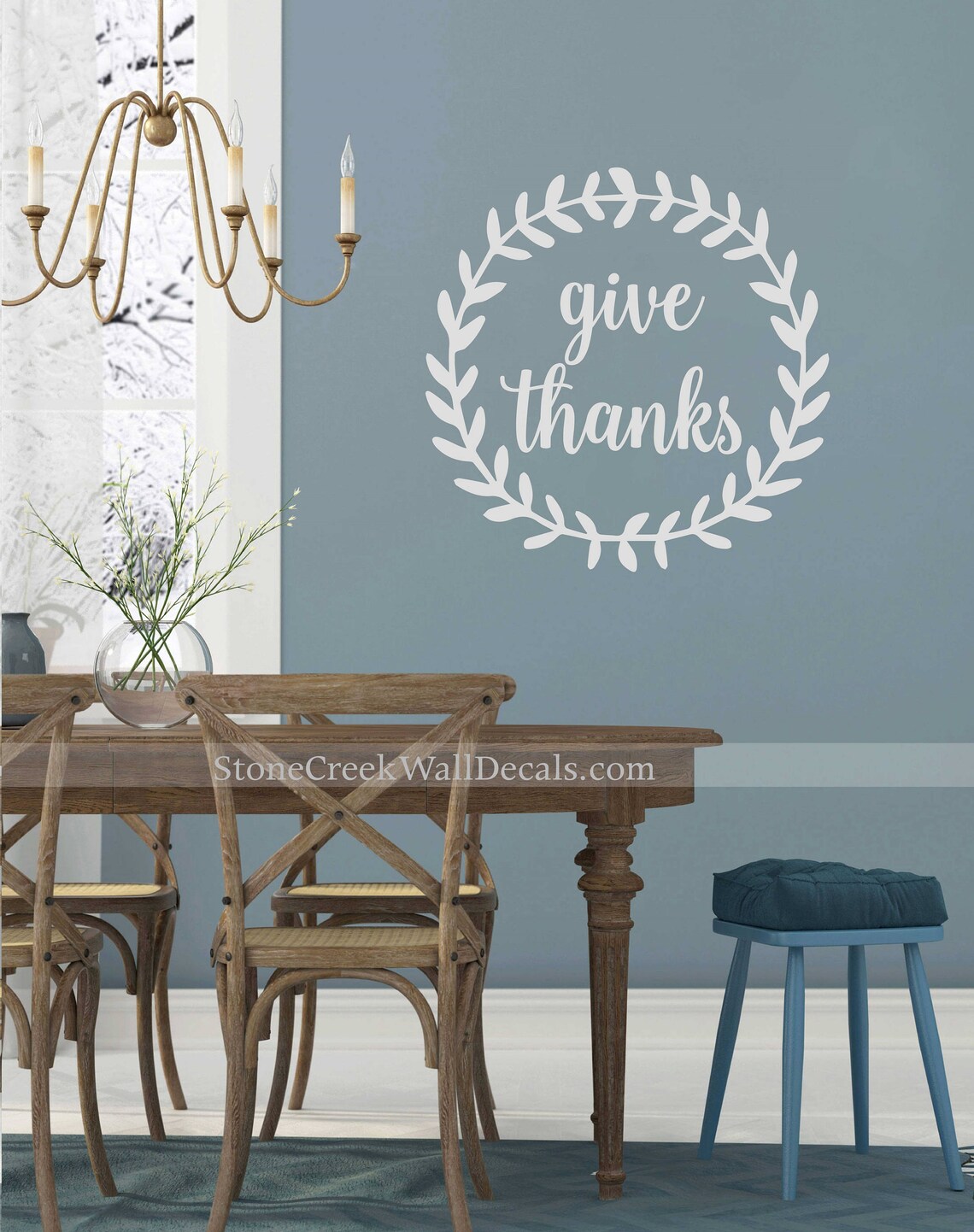 Give Thanks Wall Decal Vinyl Decor Rustic Wall Decal Cottage Decor ...