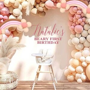 Personalized Beary 1st Birthday Decal for Balloon Arch Personalized ...