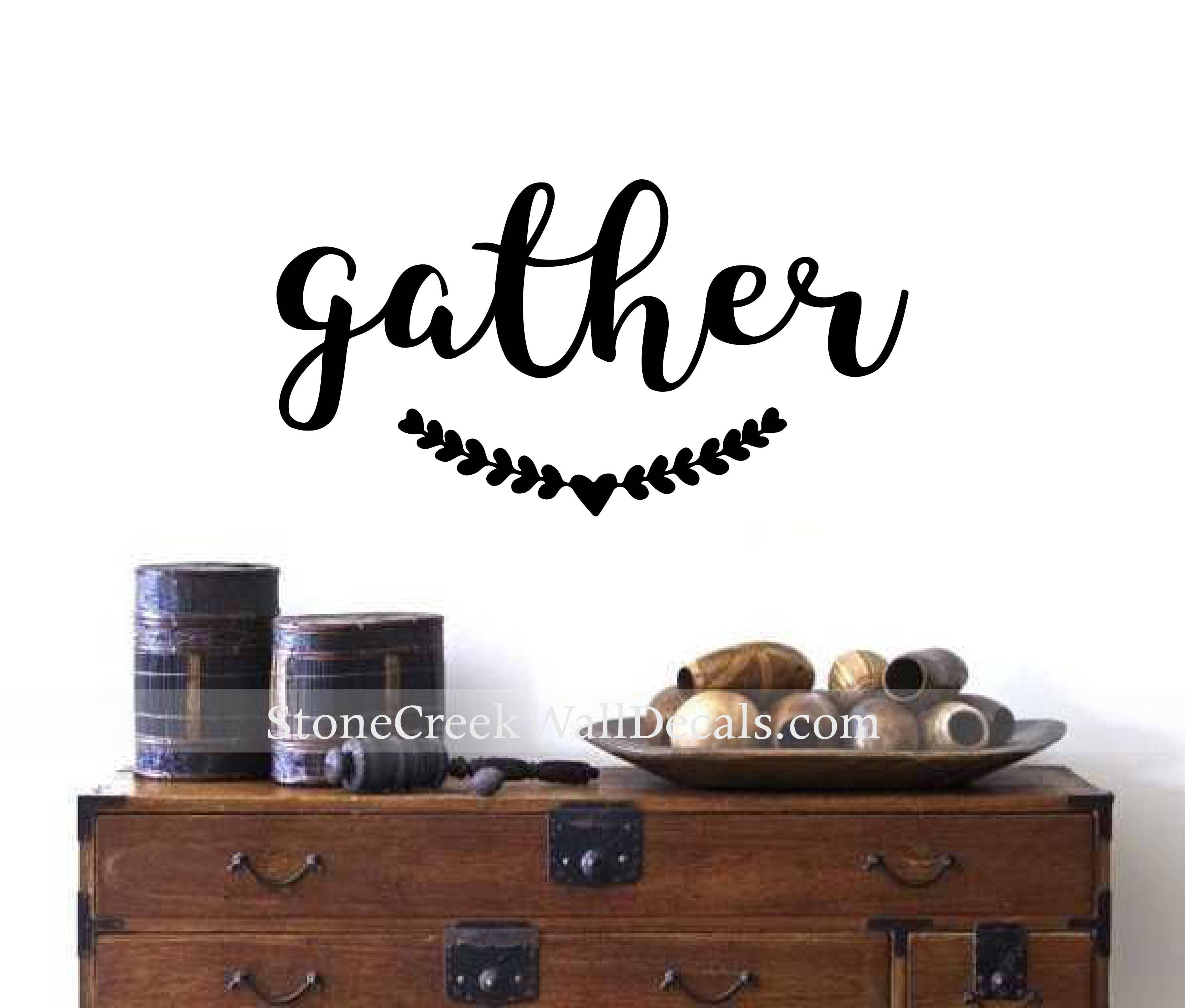 Gather Wall Decal Farmhouse Wall Decor Rustic Handwritten | Etsy