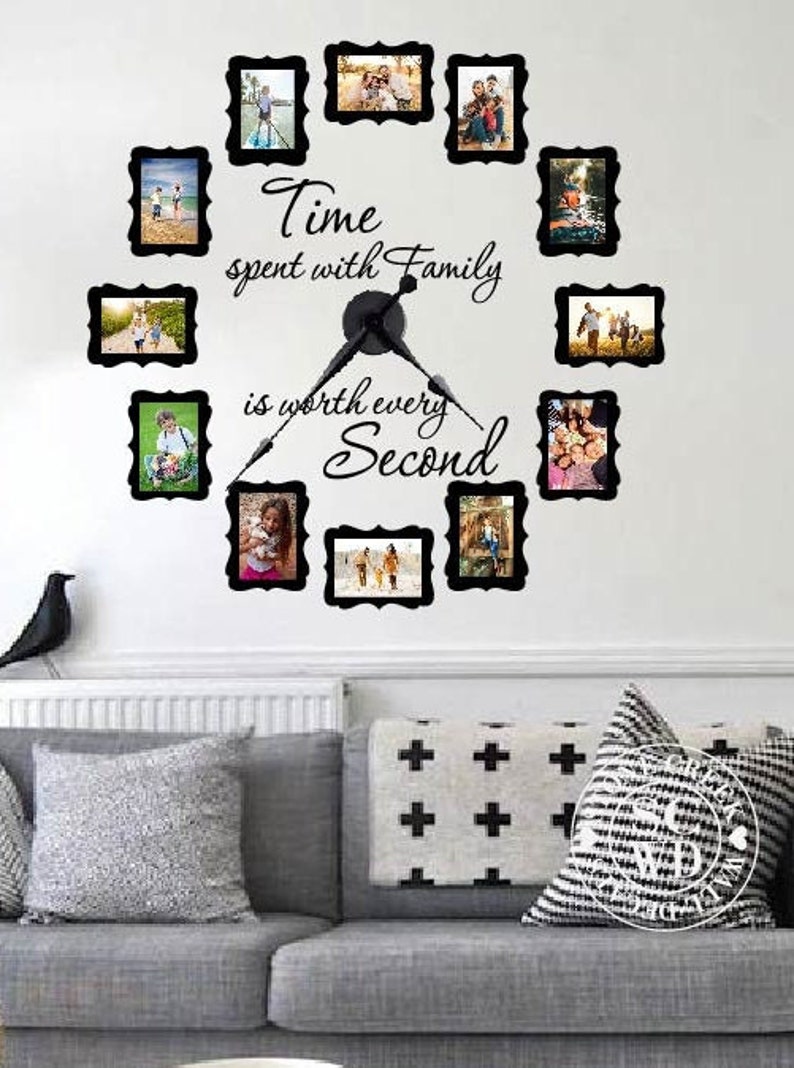 Time Spent With Family Clock Decal Large FAMILY PHOTO Wall Clock Decal ...