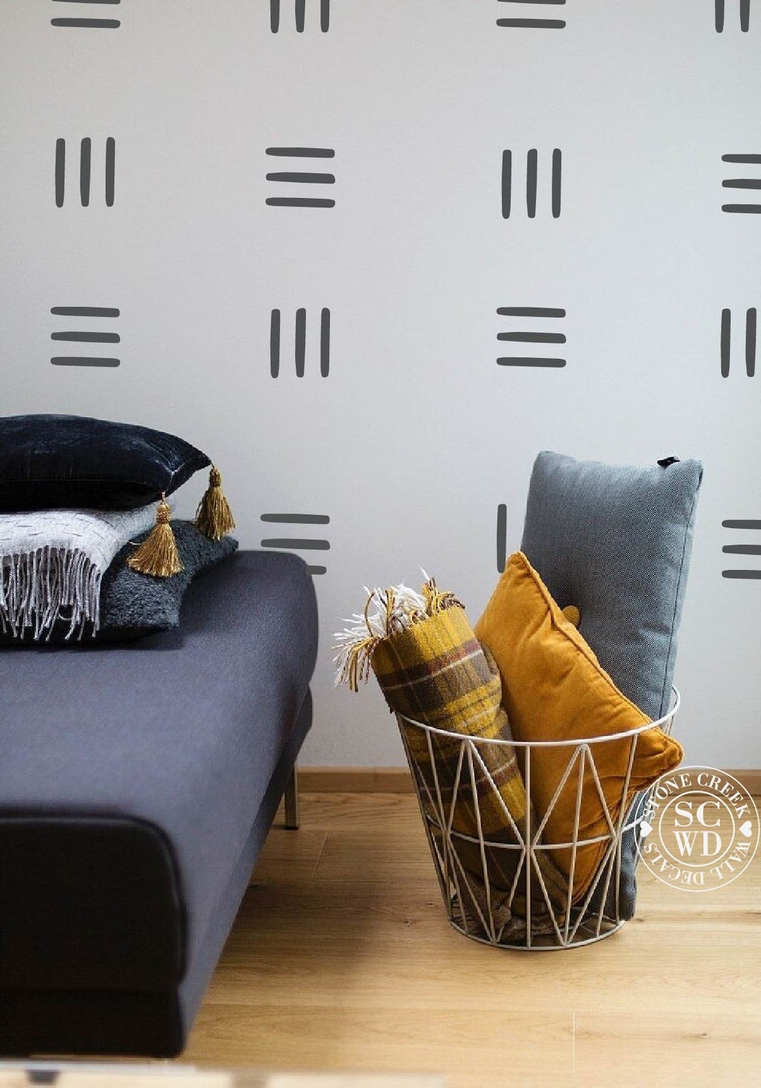 3 Small Line Wall Decals, Set of 35 Line Wall Decal, Modern Hand Drawn ...