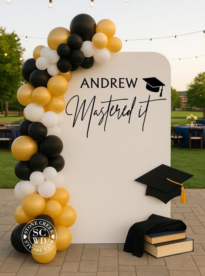 Custom Name Mastered It Graduation Decal | Personalized Grad Backdrop ...