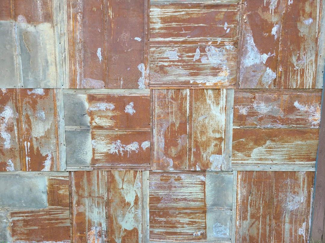Rusty With Silver Flattened Metal Tiles Reclaimed Metal Roofing Barn ...