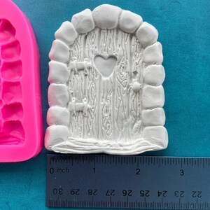 Polymer Clay Mold Classic Wooden Fairy Door With Heart Window and Stone ...