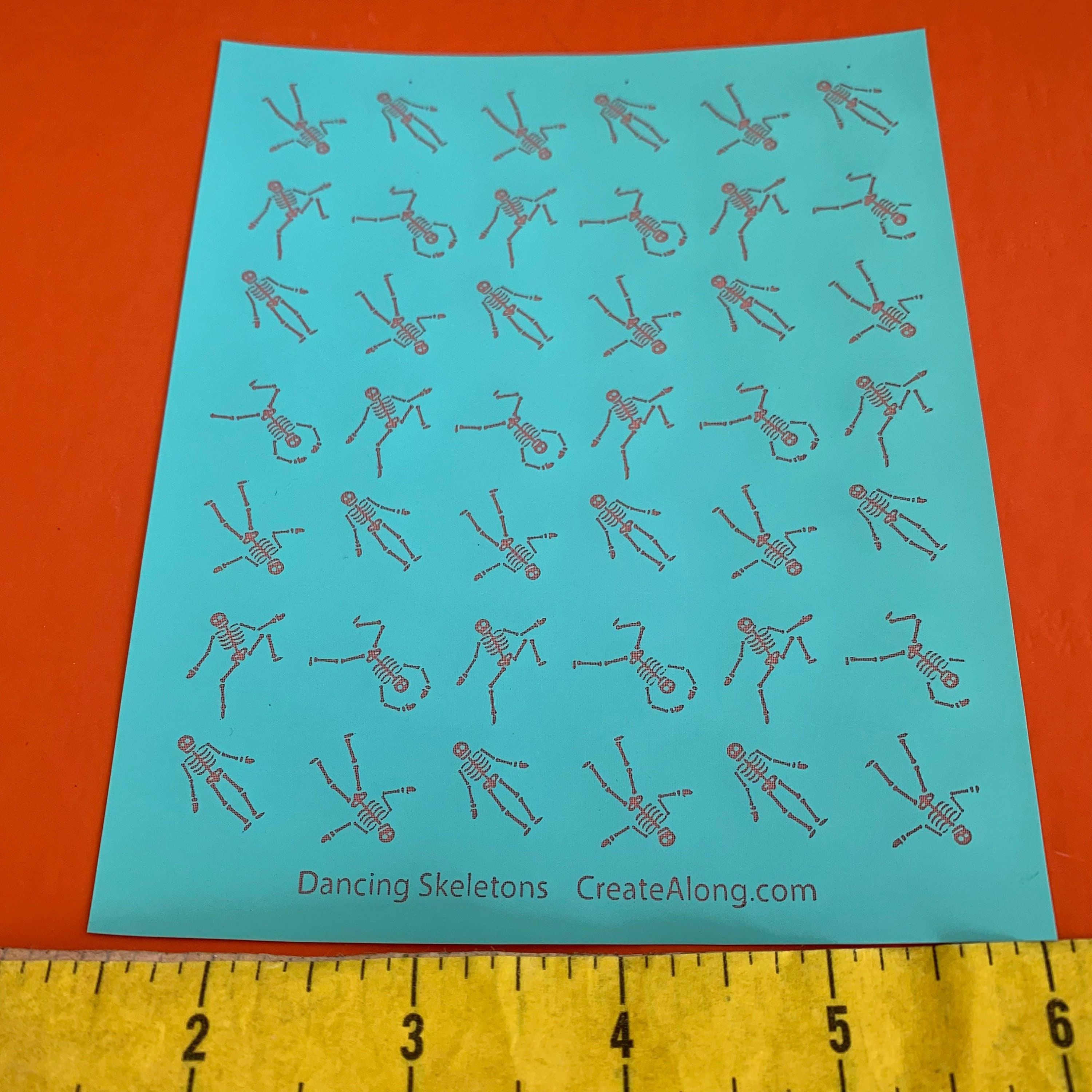Halloween Silk Screen Dancing Skeletons Skull Mesh Stencil Polymer Clay ...