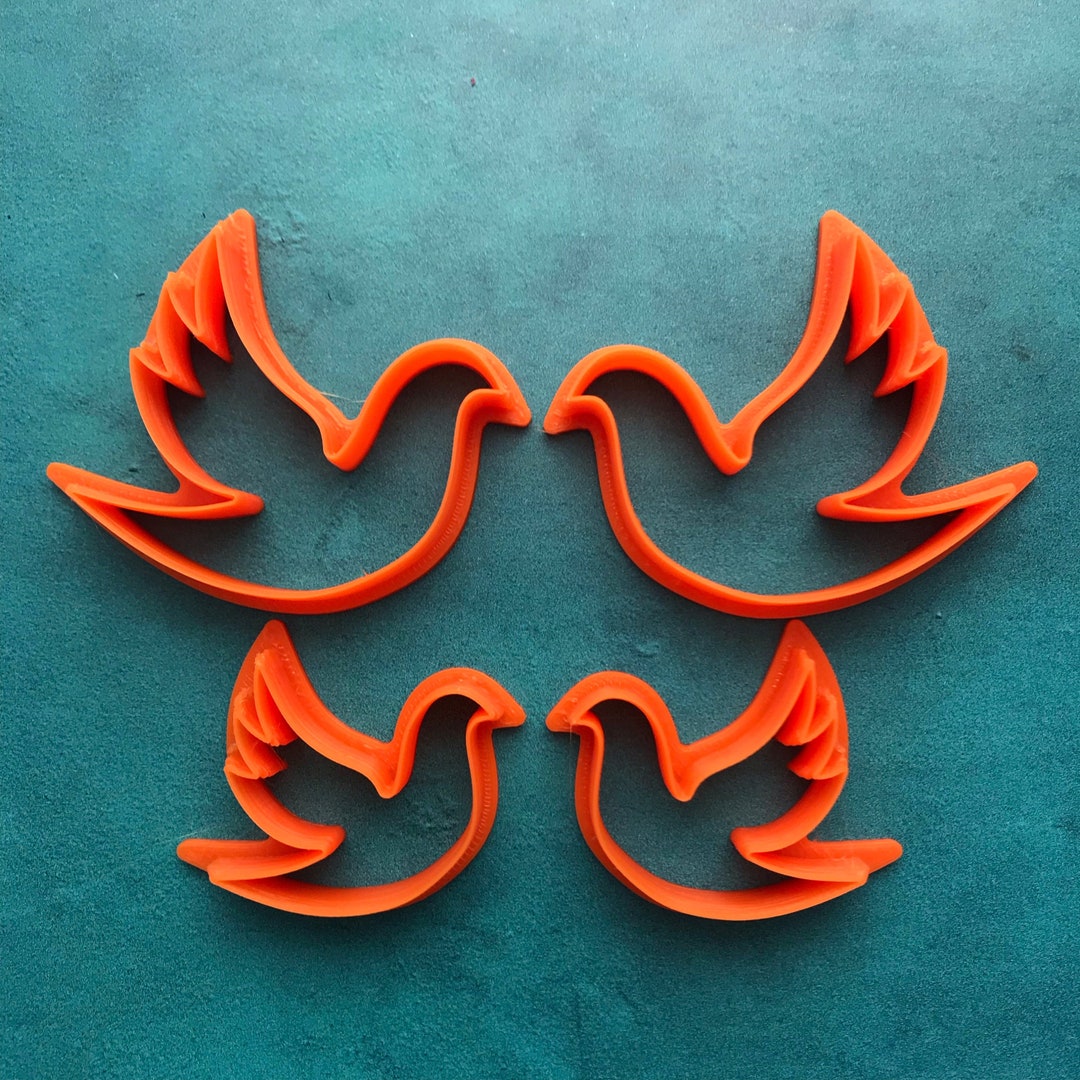 2 Doves Mirrored Polymer Clay Earring Cutter Set Easter - Etsy