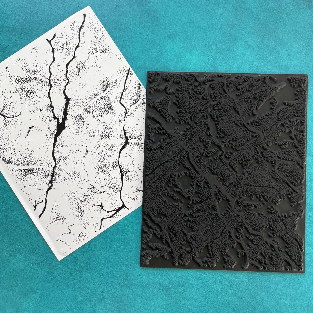 STONE Rubber Stamp Ink Jumbo Texture Sheet for Polymer Clay Gelli Plate ...