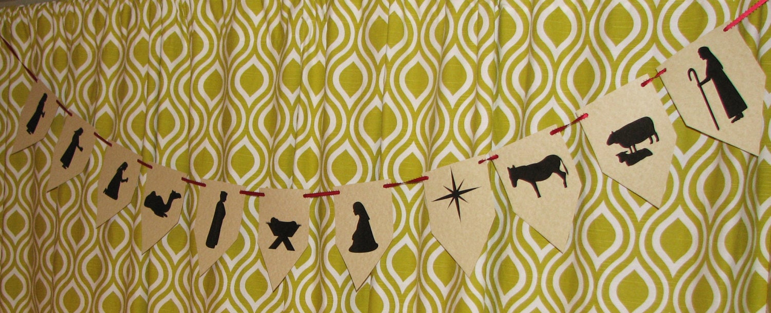 Nativity Silhouette Christmas Printable Paper Banner INSTANT DOWNLOAD ...
