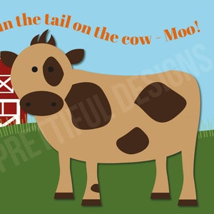 Pin the Tail on the Cow Farm Animal Birthday Game Poster- Digital File ...