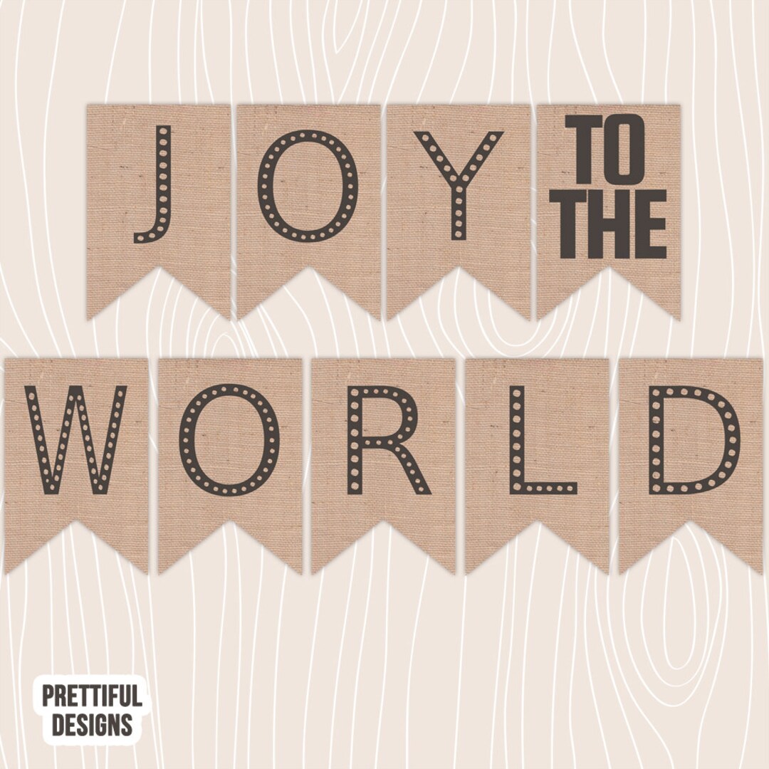 Burlap Joy to the World Printable Christmas Religious Banner Decoration ...