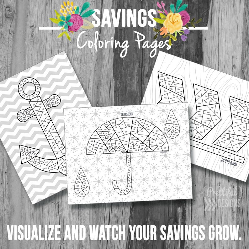 Savings Tracker Saving Goal Financial Organizer Coloring Pages - Etsy