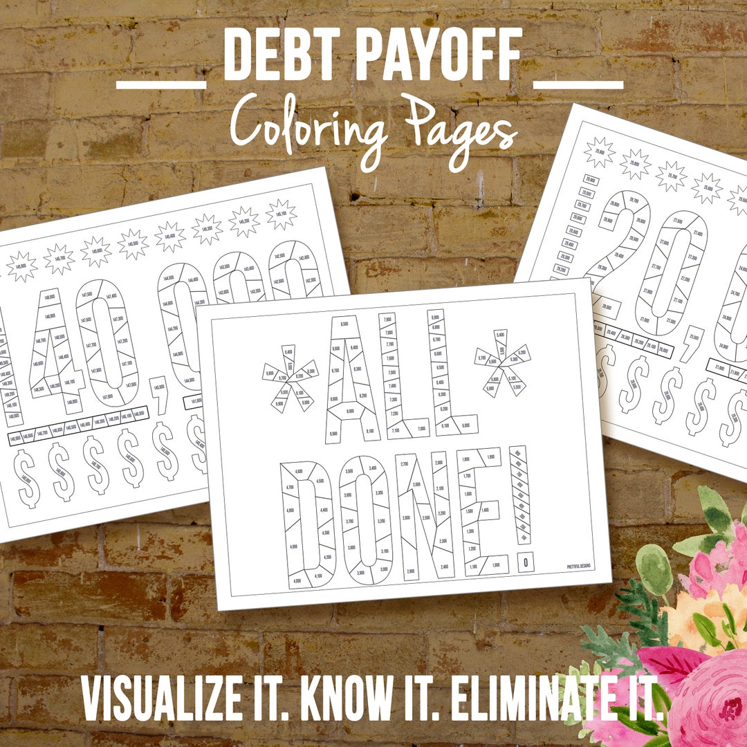 Financial Organizer Debt Payoff Coloring Pages - Etsy