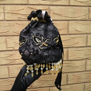 Black Edwardian Bag Handmade, Regency Drawstring Bag, Edwardian Purse ...