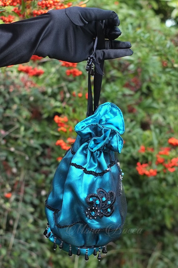 Turqoise Handmade Edwardian Bag Regency Drawstring Bag - Etsy