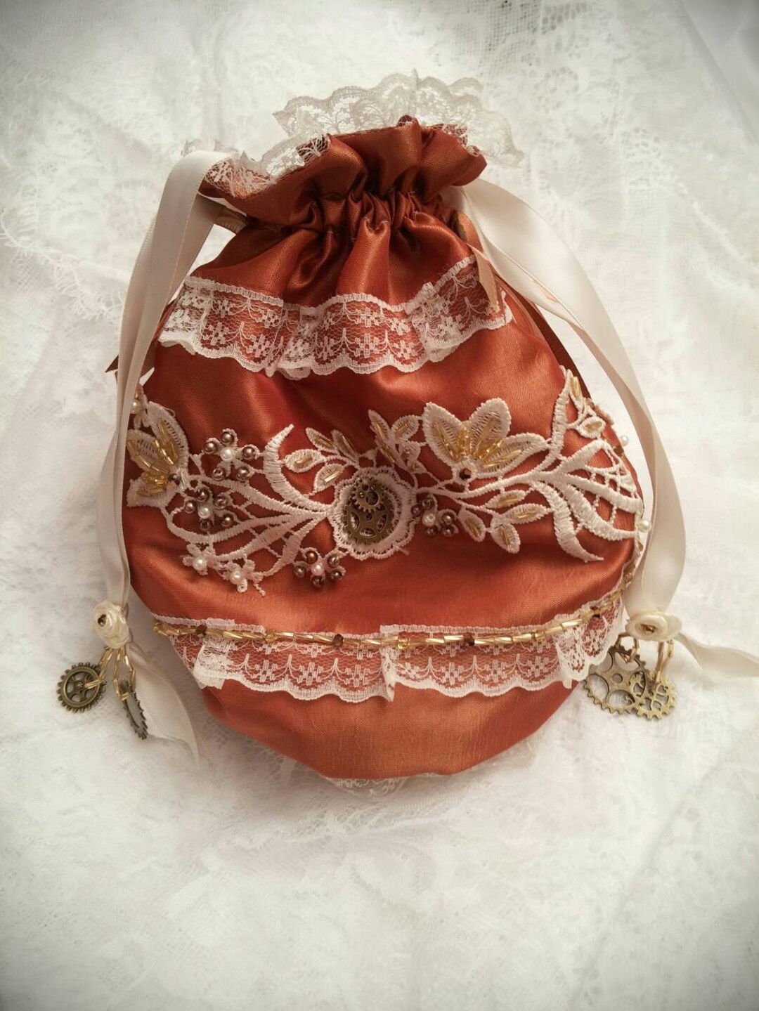 Copper Steampunk Bag, Steampunk Purse, Drawstring Bag, Steampunk ...