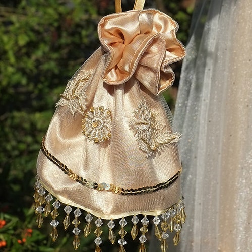 Golden Edwardian Bag Handmade Regency Drawstring Bag - Etsy
