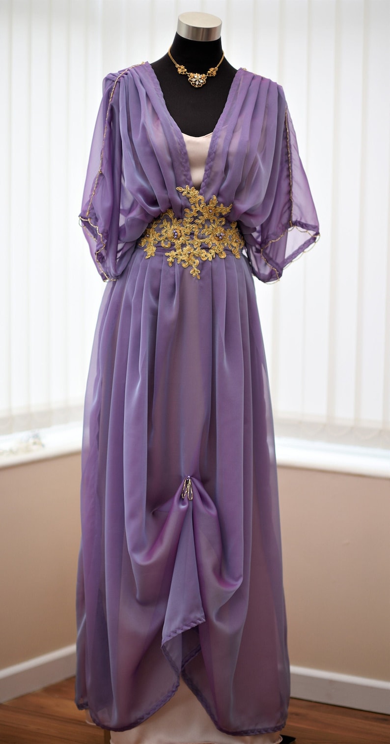 Custom Made in England Purple Dress With Gold Details - Etsy UK