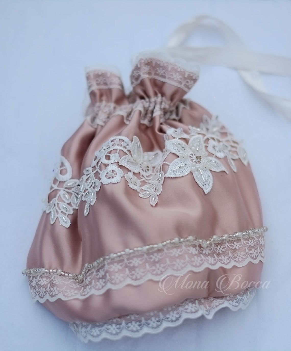 Cappuccino Ivory Handmade Edwardian Bag Regency Drawstring - Etsy