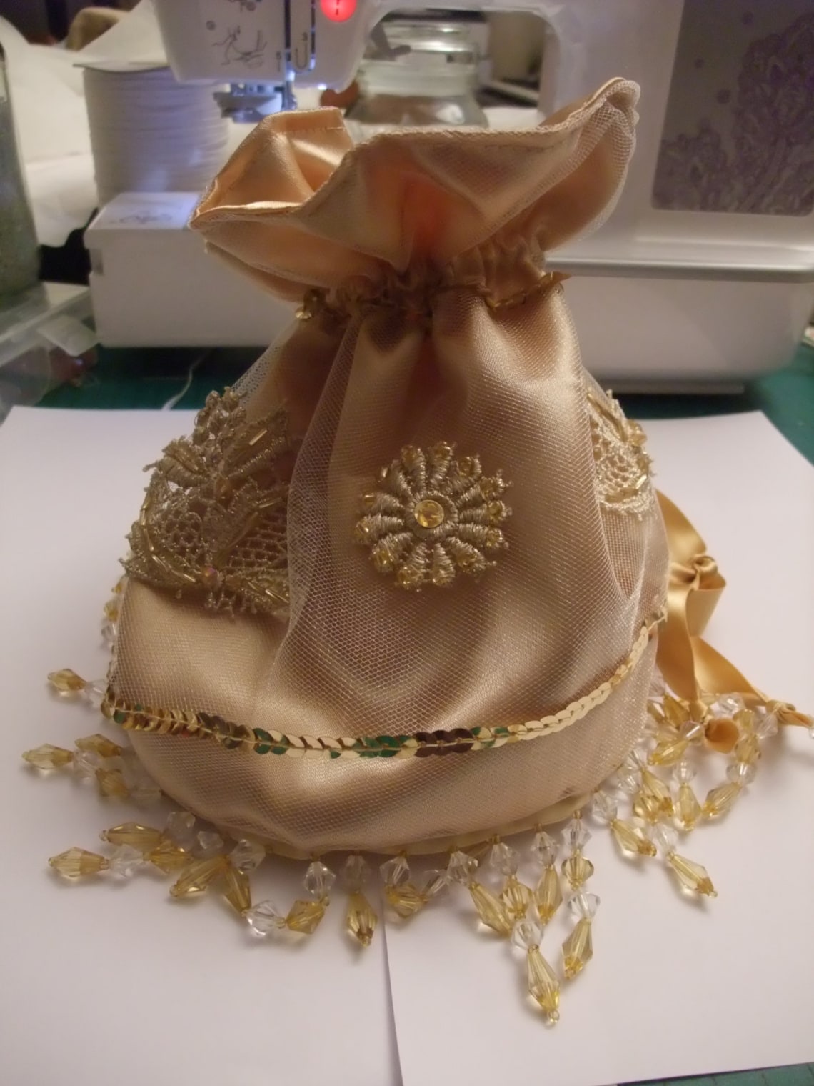 Golden Edwardian Bag Handmade, Regency Drawstring Bag, Edwardian Purse ...