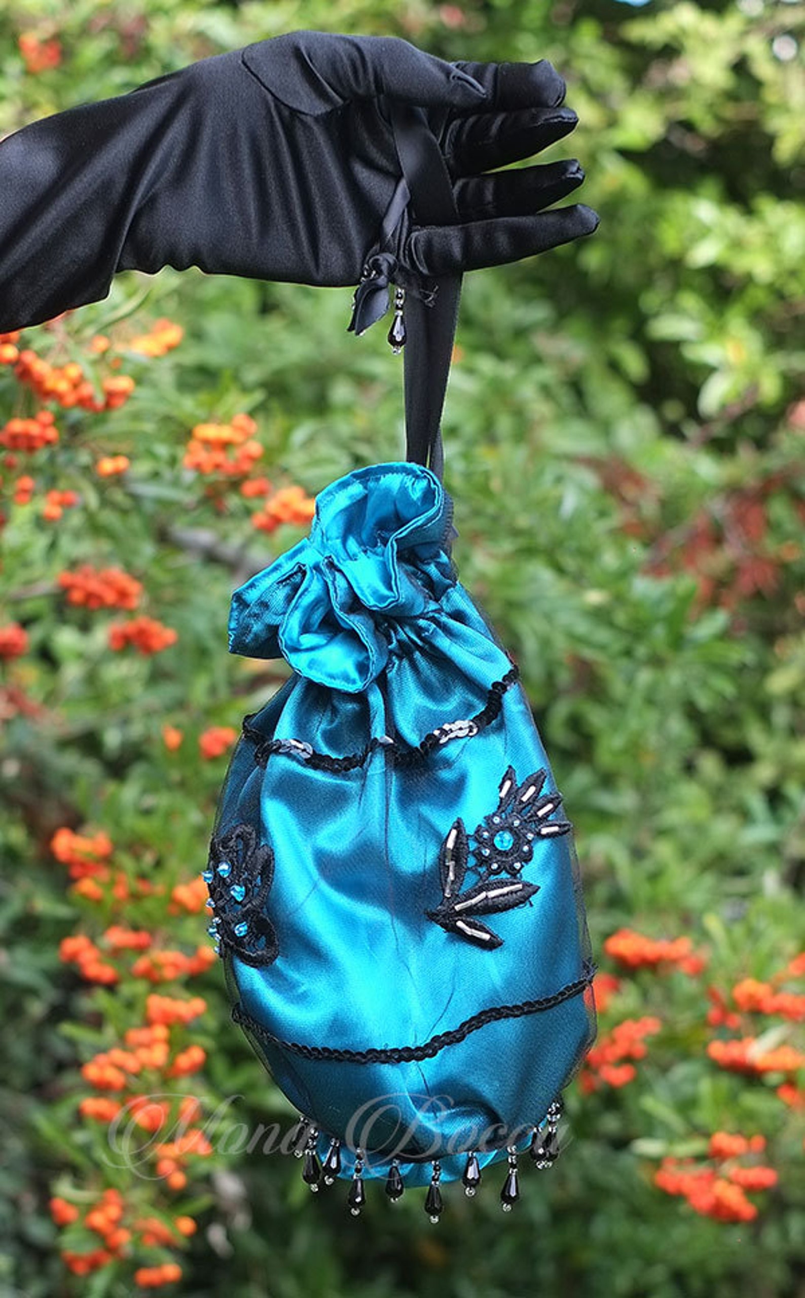 Turqoise Handmade Edwardian Bag Regency Drawstring Bag - Etsy