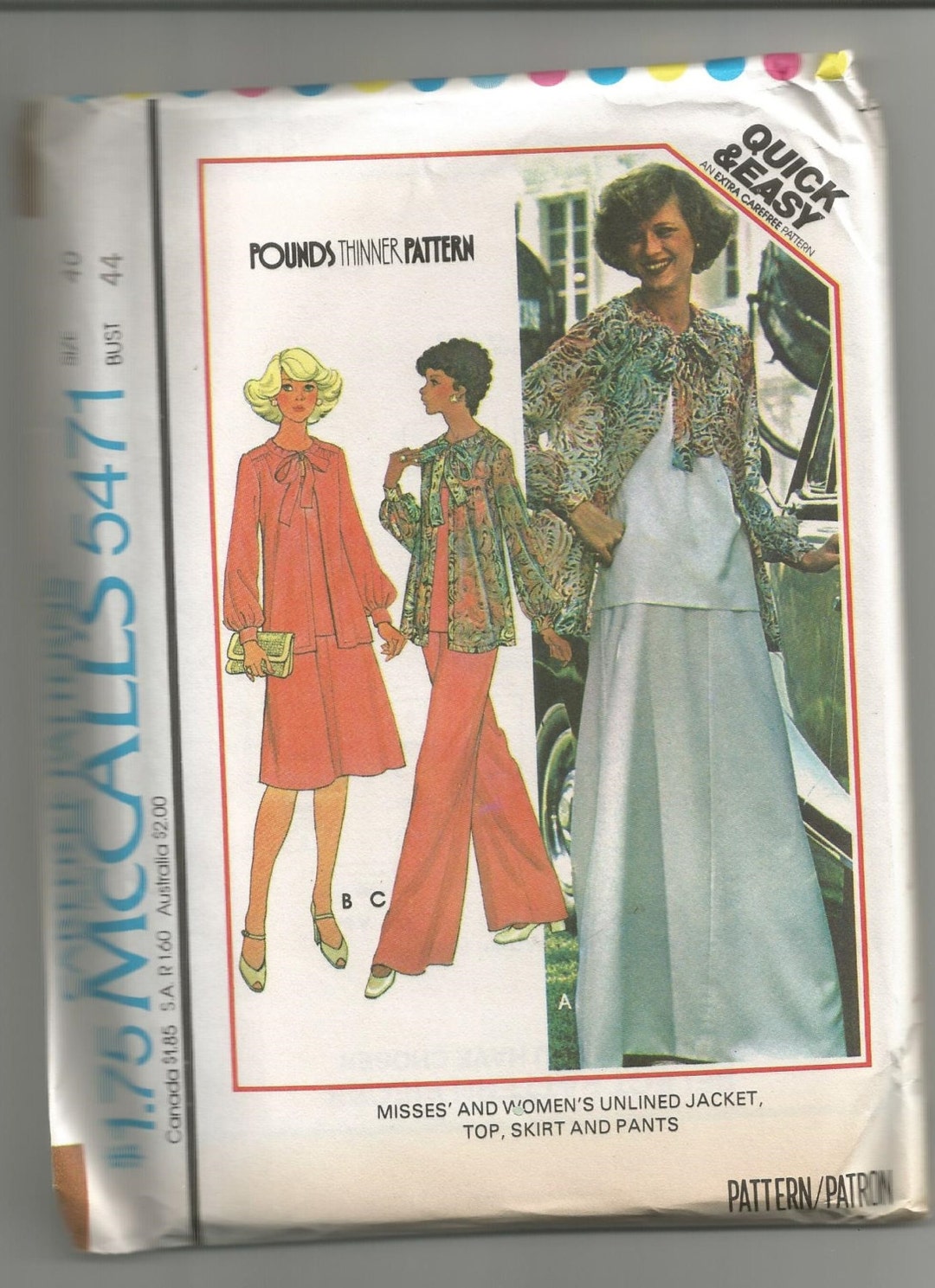 5471 Mccalls Sewing Pattern Jacket Top Skirt Pants UNCUT Vintage Plus ...