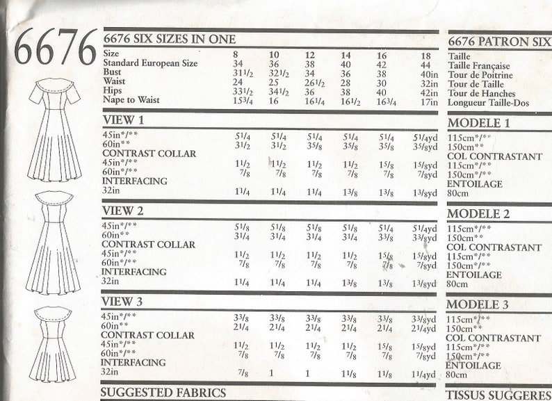 6676 New Look Sewing Pattern UNCUT Dress Wide Collar Size 8 10 12 14 16 ...