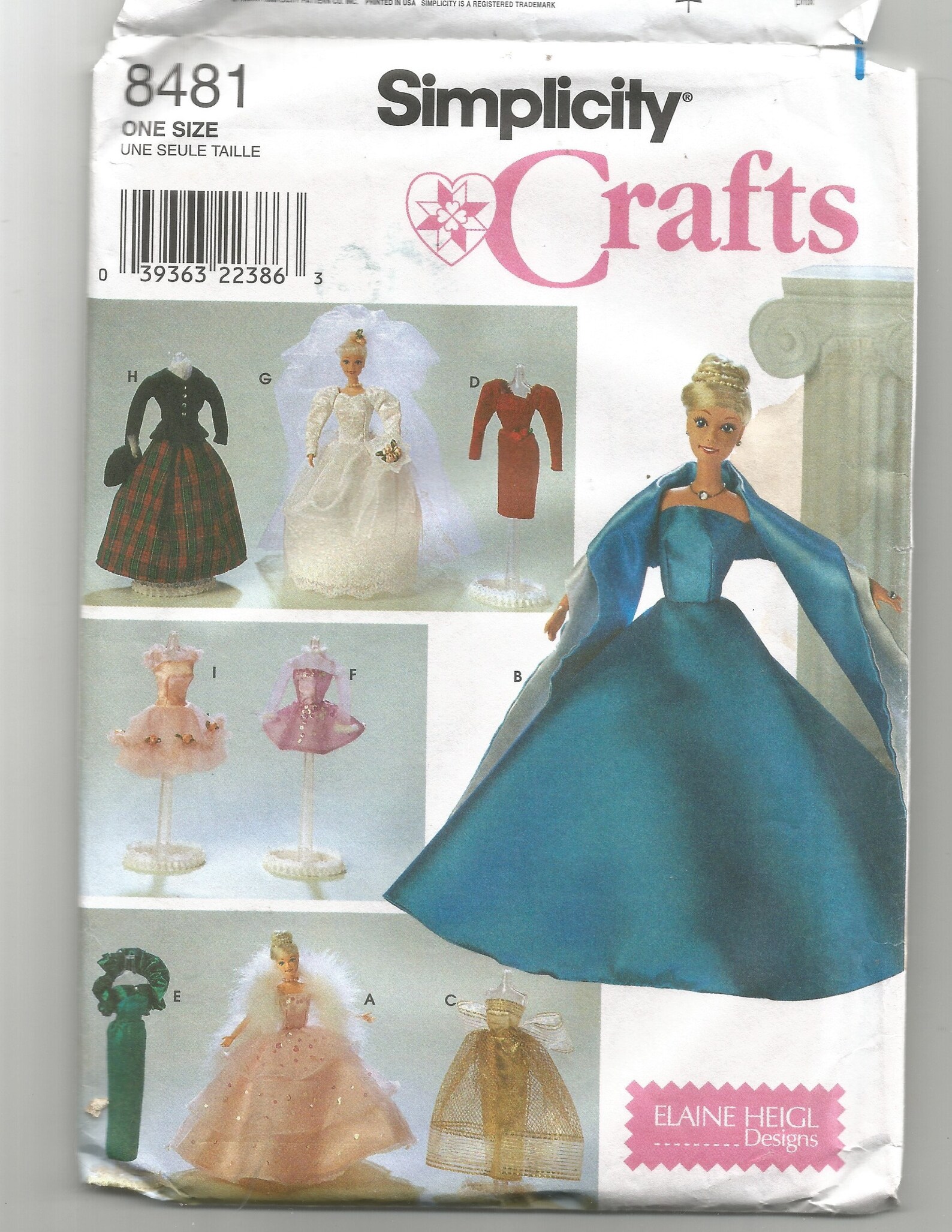 8481 Simplicity Sewing Pattern Fashion Doll Clothes Dress Gown Blouse ...