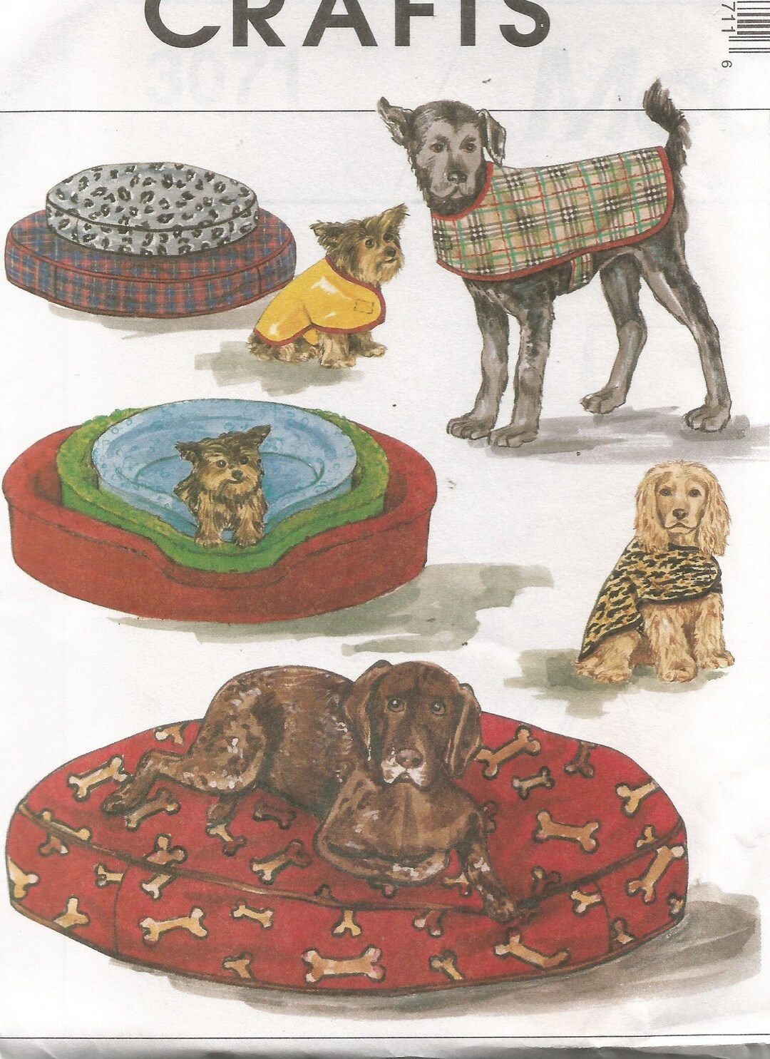 3071 Mccalls Crafts Sewing Pattern UNCUT Dog Coat Pet Beds & Cover 3 ...