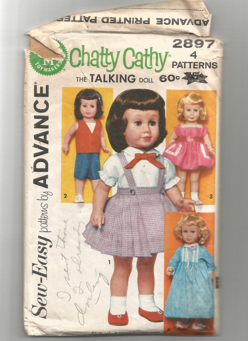 2897 Advance Sewing Pattern Chatty Cathy Doll Dress Pleated Skirt ...